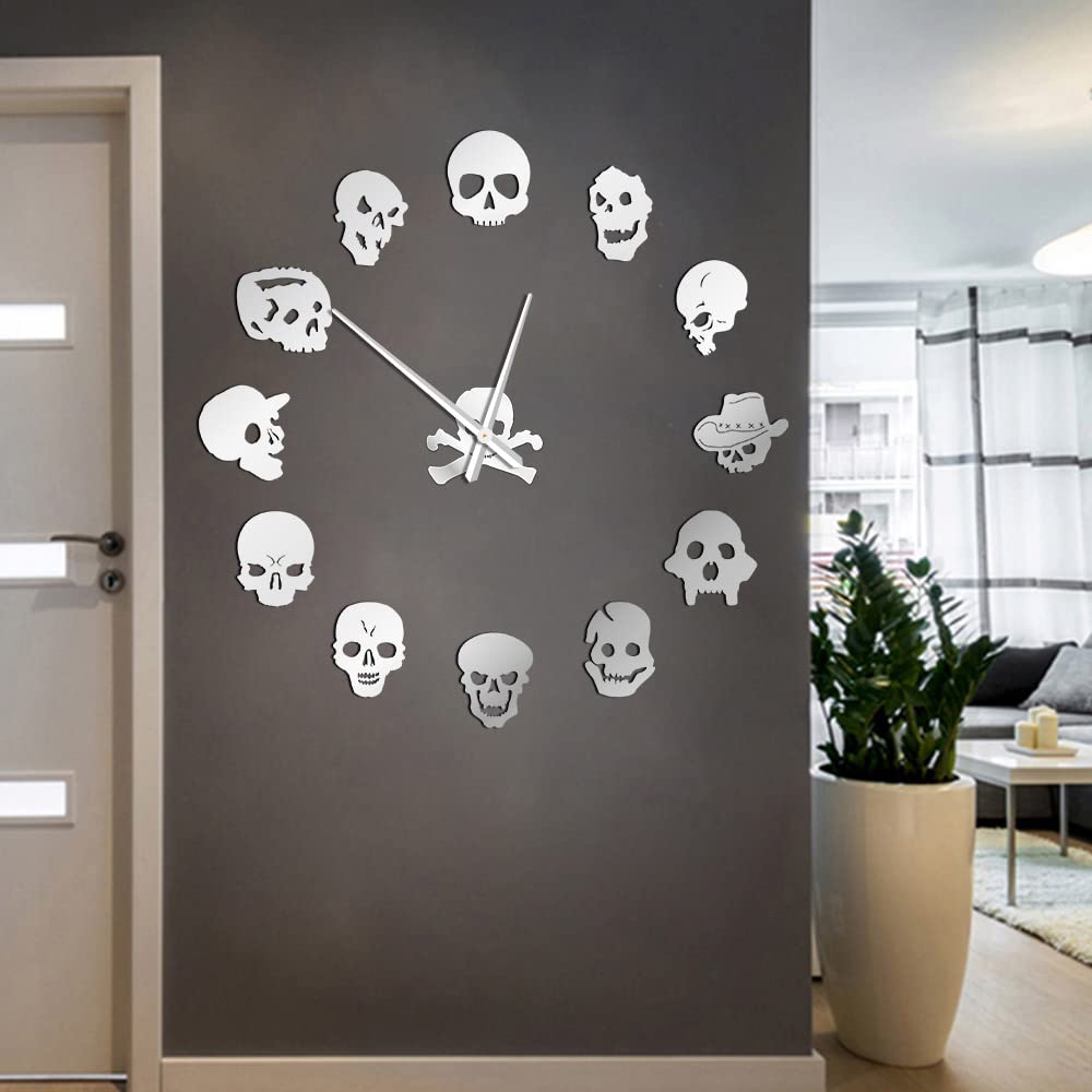 Amazon.com: The Geeky Days DIY Skull Wall Clock, Gothic Clock Silent ...