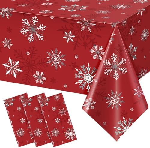 Amazon.com: 6 Pack Winter Snowflake Plastic Tablecloth Decorations ...