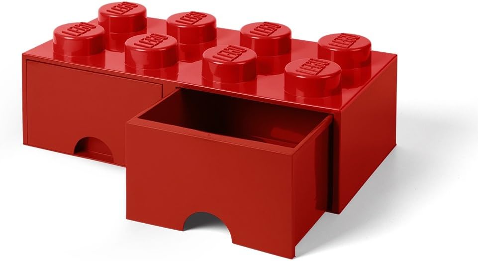 LEGO Brick with 8 Knobs and 2 Drawers RED - Storage Box for LEGO, Toys ...