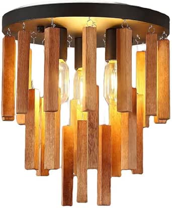 Ceiling Lights Living Room,Rustic Retro Solid Wood Ceiling Lights for ...
