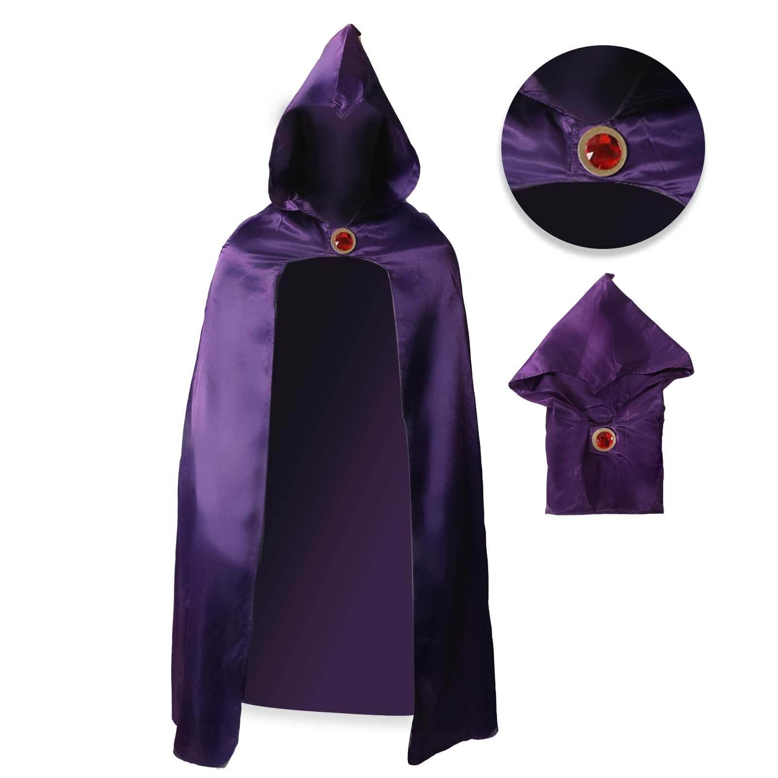 Buy Superhero Raven-Cloak Deluxe Hooded Cape Costume Purple Raven-Cape ...