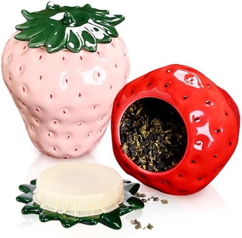 Amazon.com: dgudgu Strawberry Candy Jar With Lid Red Candy Container ...