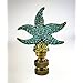 Starfish with Aagean Blue Glass Lamp Finial Antique Metal 2.25" h ...