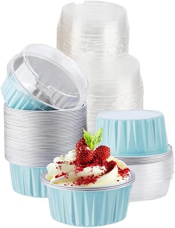 Amazon.com: 100 Pcs Dessert Cups with Lids 5 oz Aluminum Foil Baking ...