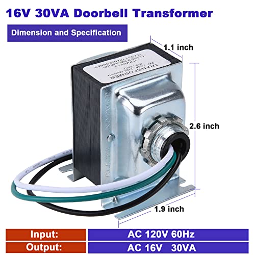 Snapklik.com : Doorbell Transformer 16V 30VA AC Power Supply Thermostat ...