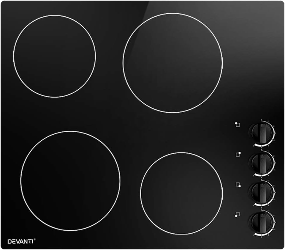 Devanti Ceramic Cooktop, 4 Burners Zones Portable Cooktops Cookware ...