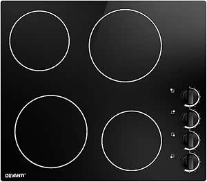 Devanti Ceramic Cooktop, 4 Burners Zones Portable Cooktops Cookware ...