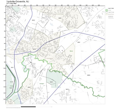 Amazon.com : ZIP Code Wall Map of Yardville-Groveville, NJ ZIP Code Map ...