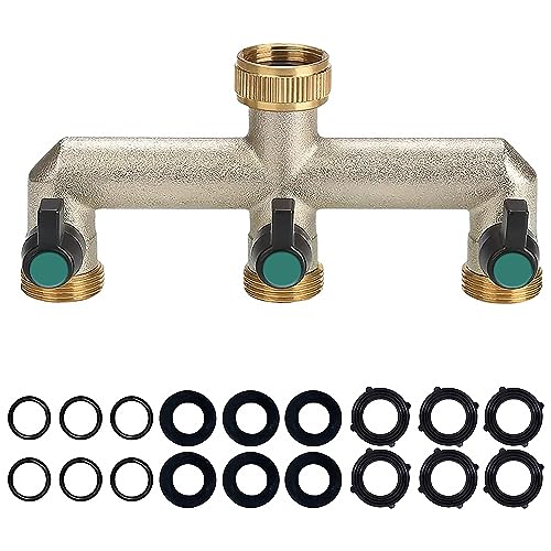 3 Way Hose Manifold Brass Garden Outside Tap Splitter,3/4″ Tap Diverter ...