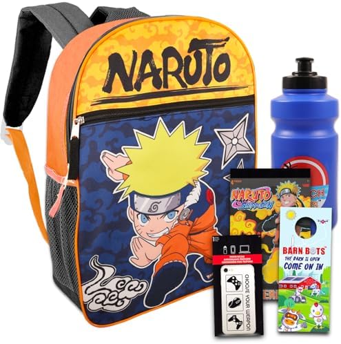 Amazon.com | Bioworld Naruto Anime Character Print Orange and Black 5 ...