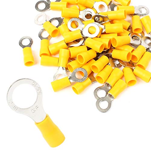 Pack of 100 Yellow PVC Cable Terminals 4-6mm 2 Holes Diameter M4 Cable ...