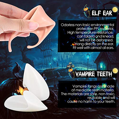 Buy Vadeture Vampire Fangs Teeth, Fake Blood Elf Ears Set for Halloween ...
