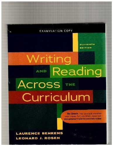 Exam Copy for Writing and Reading Across the Curriculum, 11/e | Amazon ...