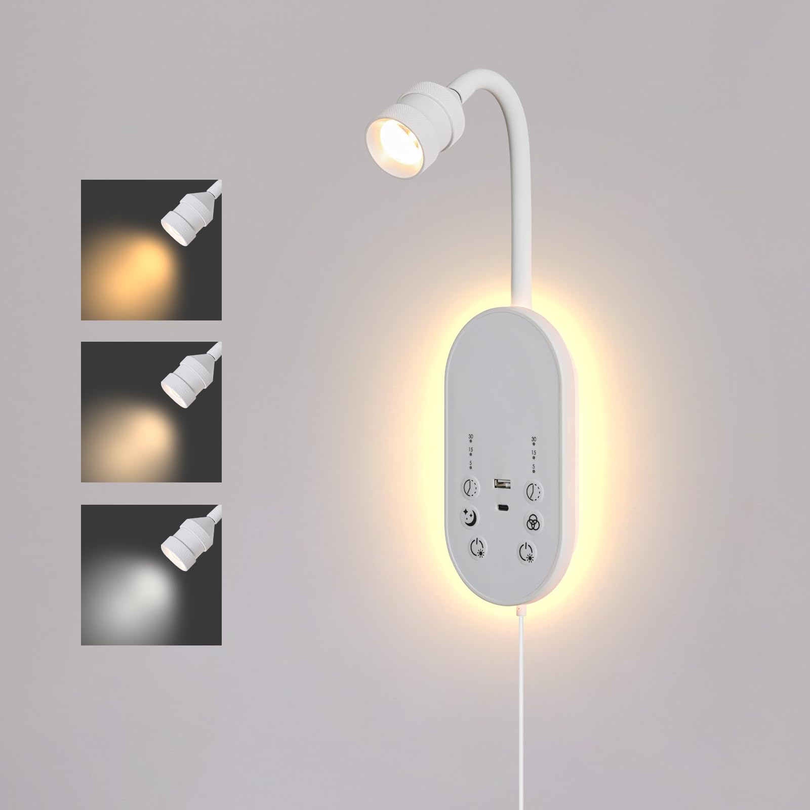 MOLUOLA LIGHTING LED Wall Mounted Reading Light for Bed, Book Light for ...