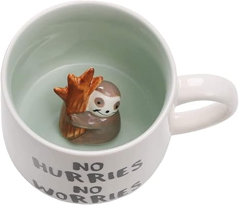 Amazon.com: Szoyeay Sloth Ceramic Cup Hidden 3D Animal Inside Mug,12 oz ...