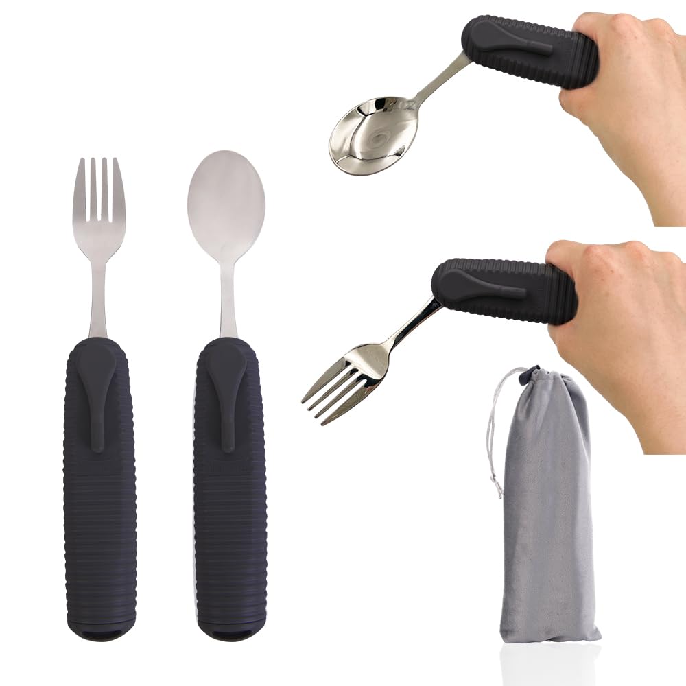 Amazon.com: Forzaddik Adaptive Utensils Spoons Forks Set,Open Handle ...