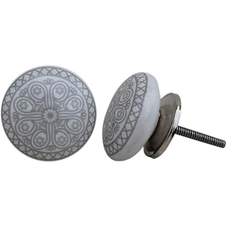Artncraft 10 Knobs Grey & White Cream Rare Hand Painted Ceramic Knobs Cabinet Drawer Pull Pulls ...