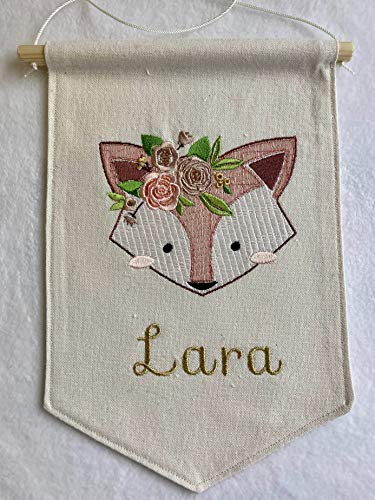 Flower Fox Personalised Wall Pennant Hanging Flag Bunting : Amazon.co ...