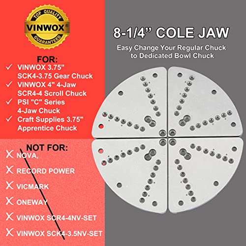 Snapklik.com : 8-1/4 Cole Jaw Set For VINWOX SCK4-3.75 Wood Lathe Key ...