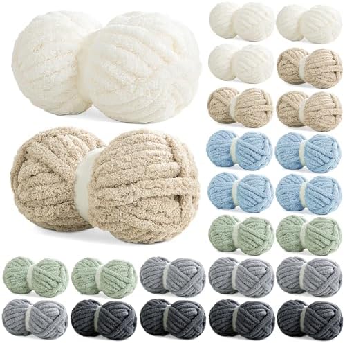 Amazon.com: MABOZOO 24 Pack Super Bulky Chunky Chenille Yarn for Hand ...