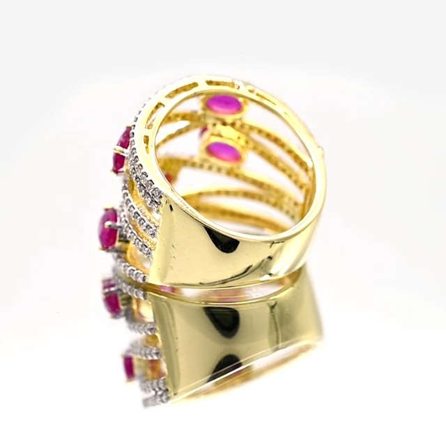 Watch 18k Yellow Gold Ruby Gemstone Ring With Natural Diamonds on ...
