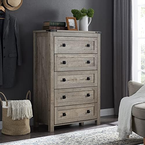 Amazon.com: HOSTACK 5 Drawer Tall Dresser, Modern Farmhouse Chest of ...