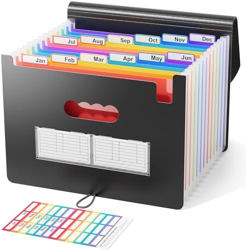 ABC life 12 Pockets Accordion File Organizer, Expanding File Folders ...