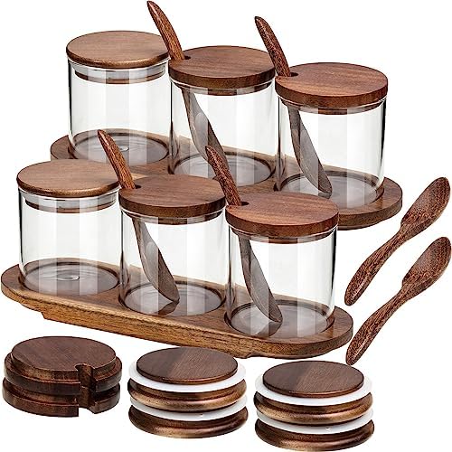 Amazon.com | MyGift Condiment Jar Spice Container, Clear Glass Sauce ...