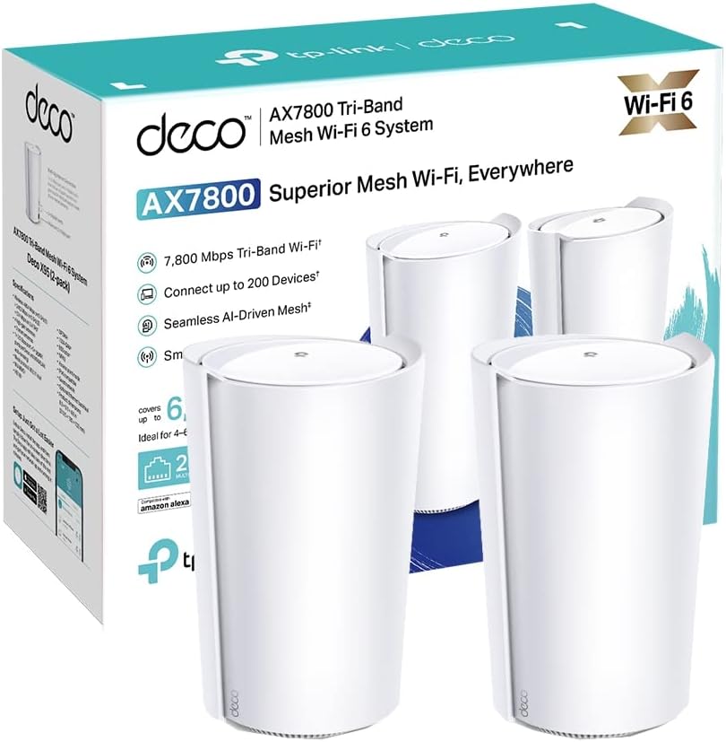TP-Link Deco X95 AX7800 Whole Home AI-driven Mesh Wi-Fi 6 System, Tri ...