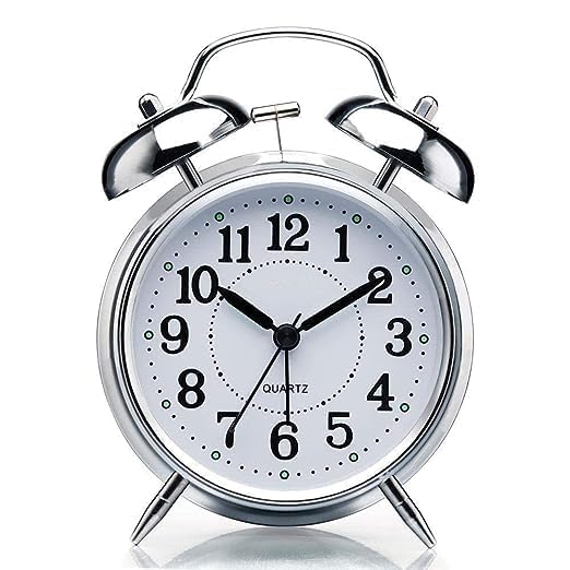 Buy Makadiya Impex Retro Twin Bell Alarm Clock – Classic Metal Frame Table Clock with Night ...