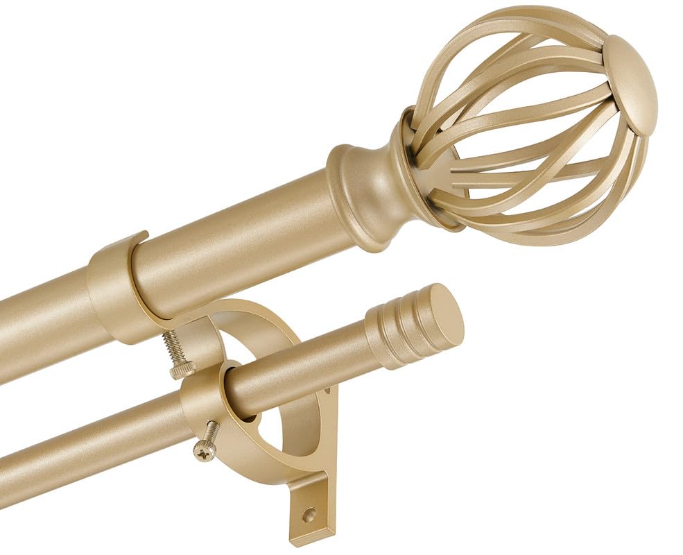 Amazon.com: Double Curtain Rods 36-72 Inches, Light Gold Double Curtain ...