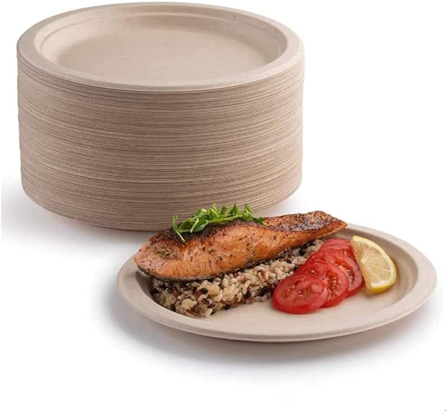50 x Paper Plates, 100% Biodegradable Compostable Eco-Friendly Durable ...