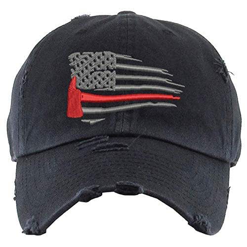 Amazon.com: Thin Red Line Hat | Distressed Baseball Cap or Ponytail Hat ...