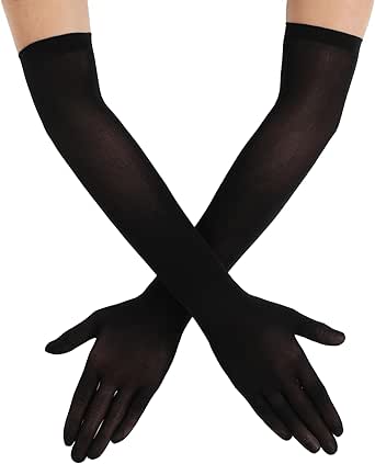 Amazon.com: DIVINA VITAE Women's Black Sheer Tulle Mesh Opera Gloves ...