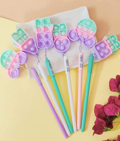 AMANVANI Cartoon Pop it Pen for Girls Kids Unicorn Gel Pen Cartoon ...