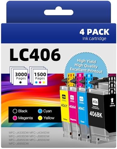 Amazon.com: LC406 Ink Cartridge (with New Chip),Compatible for Brother ...