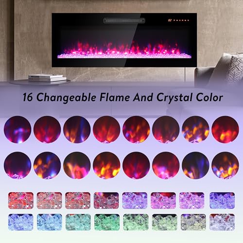 Innoflame 42" Electric Fireplace Heater, Recessed/Wall Mounted ...