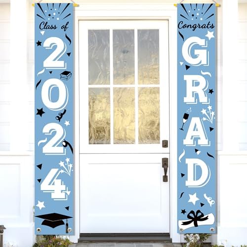 Amazon.com: Graduation Porch Banner Class Sign Light Blue Congrats Grad ...