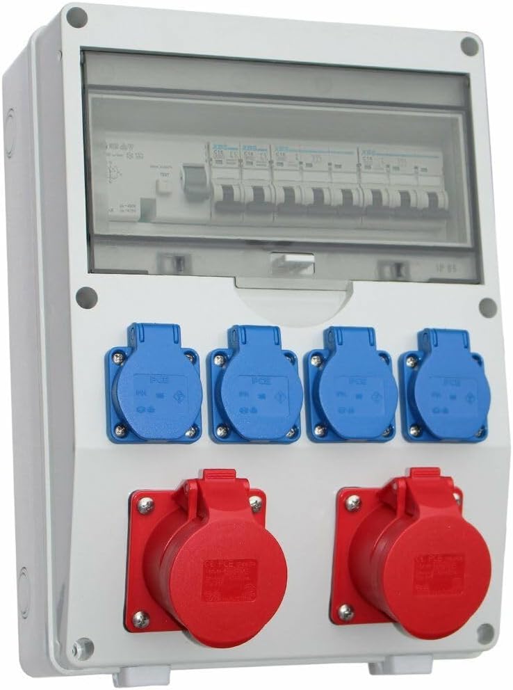 Wandverteiler Baustromverteiler 2x16A CEE / 4x230V mit FI und ...