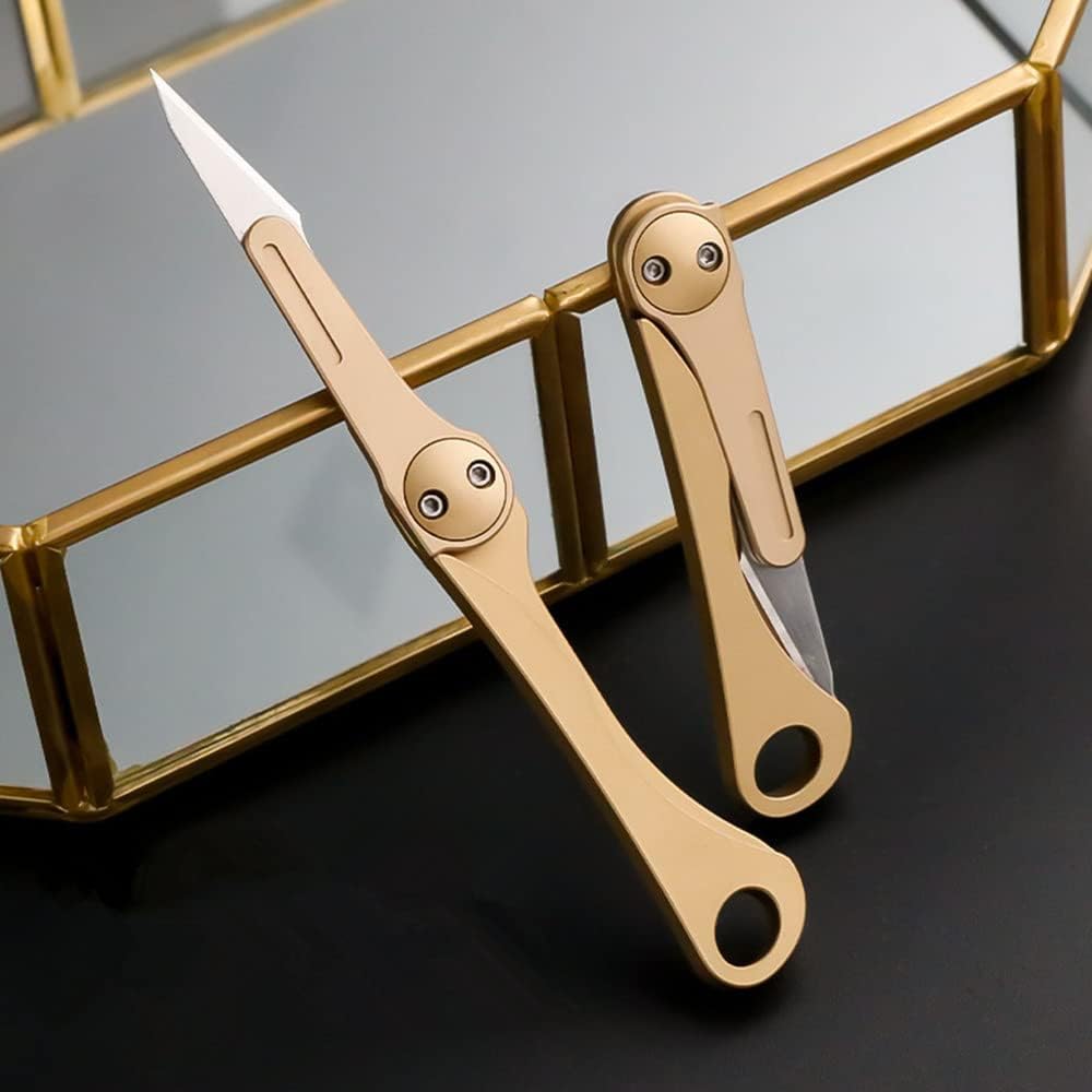SZHOWORLD Brass Mini Folding knife Utility Knife with 10 Extra ...