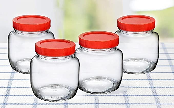 Buy Piramal Glass Jar 250 ml Round pickle Jars for kitchen home storage ...