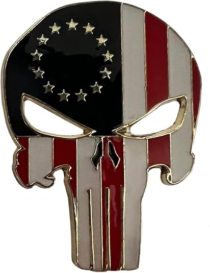 Amazon.com: Betsy Ross Skull Vintage Motorcycle Hat Cap Lapel Pin ...