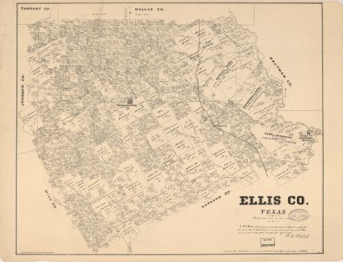 1879 Map Ellis Co., Texas. - Size: 18x24 - Ready to Frame - Ellis ...