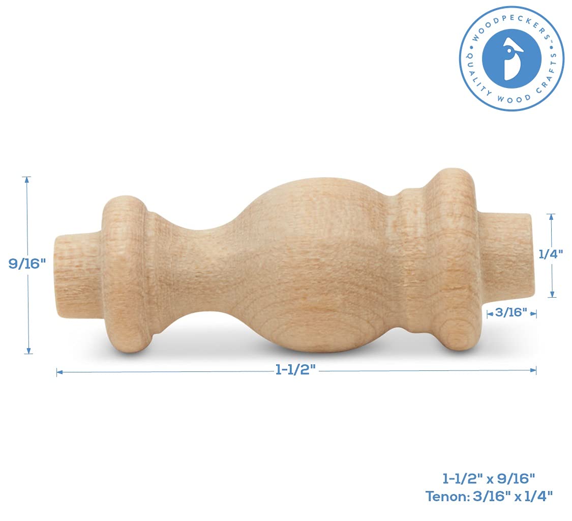 Snapklik.com : Wooden Baluster Spindles 1-1/2", Pack Of 25 Wood ...