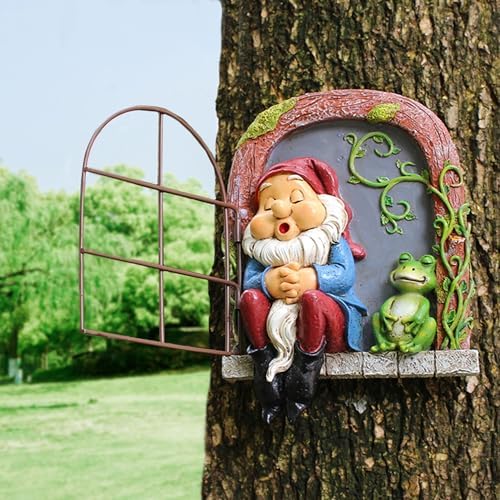 Amazon.com : Large Elf Gnomes Climbing Tree Hugger Decor, Gnomes Garden ...