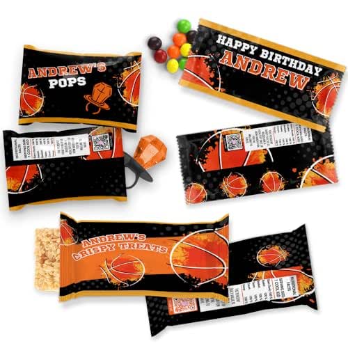 Amazon.com: Personalized Basketball Candy Wrapper Labels, Sports Party ...