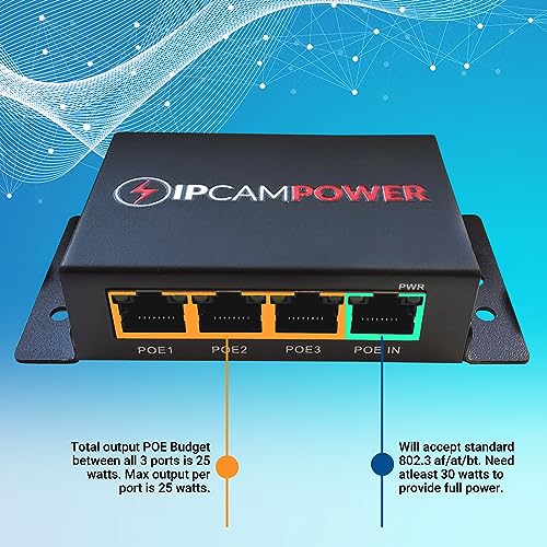 Buy POE Powered 3 Port Switch & Network Cat5 Cat6 Midspan Cable Range ...