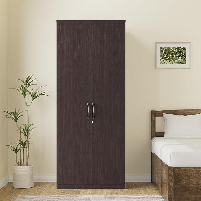 Engineered Wood Almirah, Standard Storage Cabinet with 2 Doors, Black ...