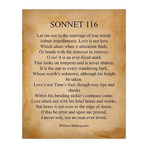 Amazon.com: Sonnet 16 - William Shakespeare Motivational Wall Art, This ...
