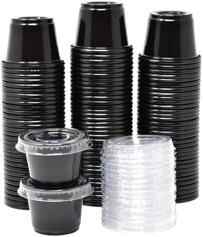 Amazon.com: [100 Sets - 1 oz.] Black Jello Shot Cups with Lids | Small ...
